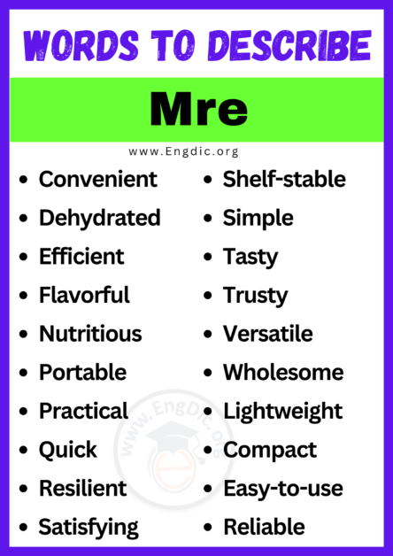 20+ Best Words to Describe Mre, Adjectives for Mre - EngDic