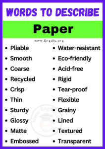 20+ Best Words to Describe Paper, Adjectives for Paper - EngDic