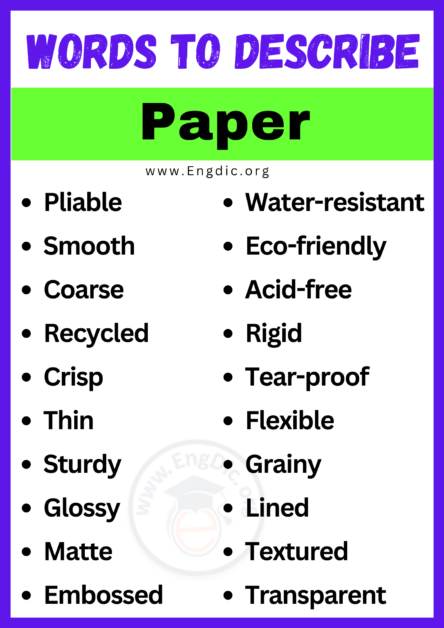 20+ Best Words to Describe Paper, Adjectives for Paper - EngDic