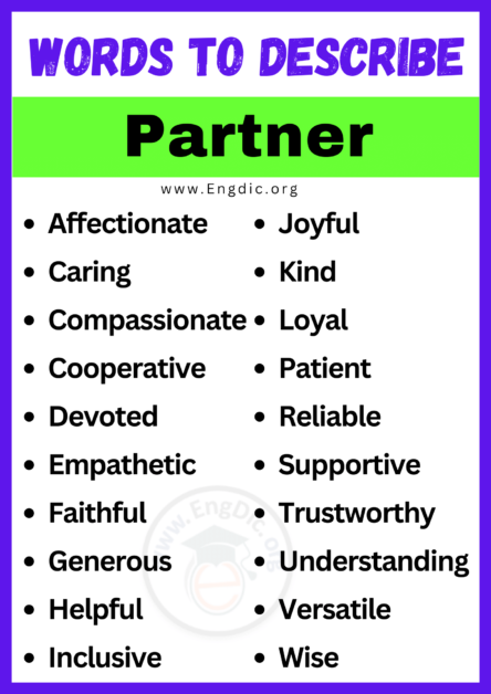 20+ Best Words to Describe Partner, Adjectives for Partner - EngDic
