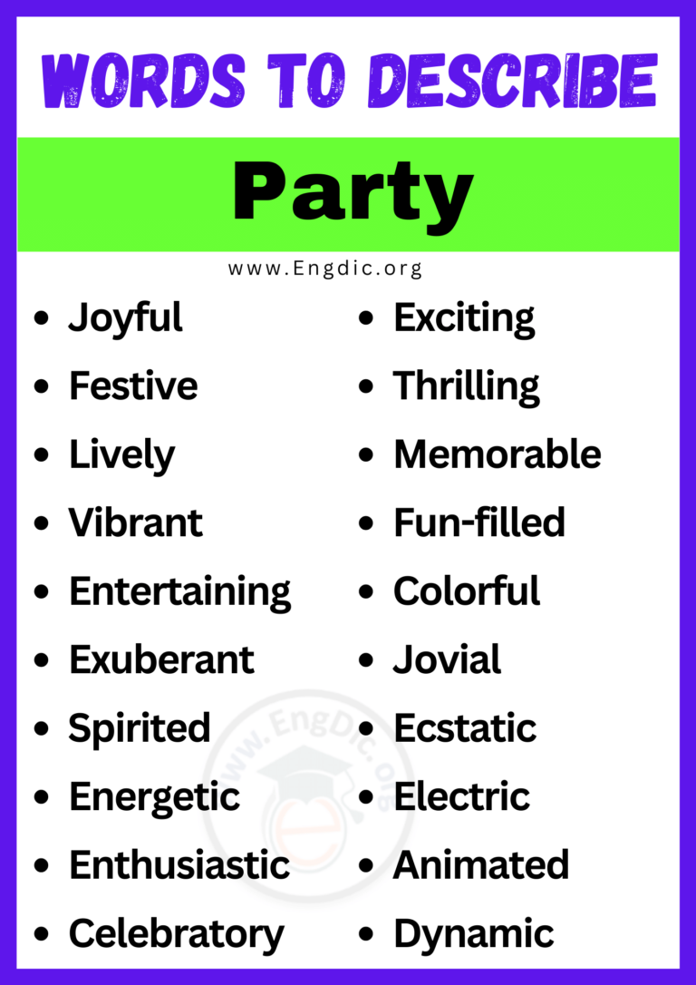 20+ Best Words to Describe Party, Adjectives for Party - EngDic