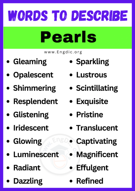 20+ Best Words to Describe Pearls, Adjectives for Pearls - EngDic