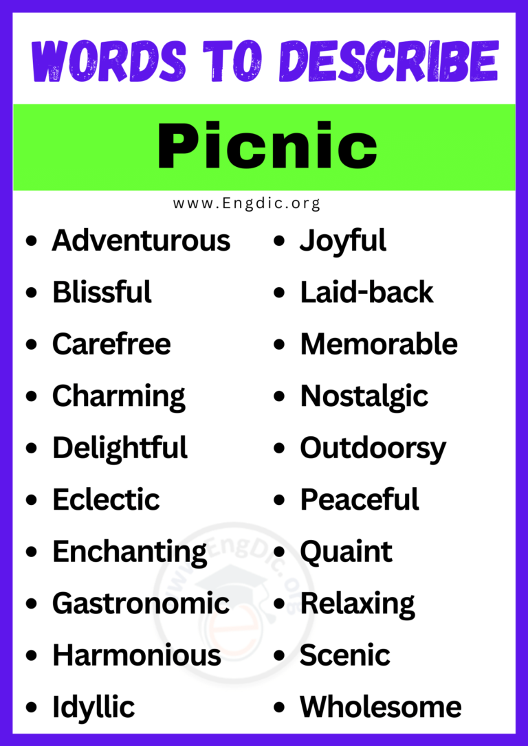 20+ Best Words to Describe Picnic, Adjectives for Picnic - EngDic