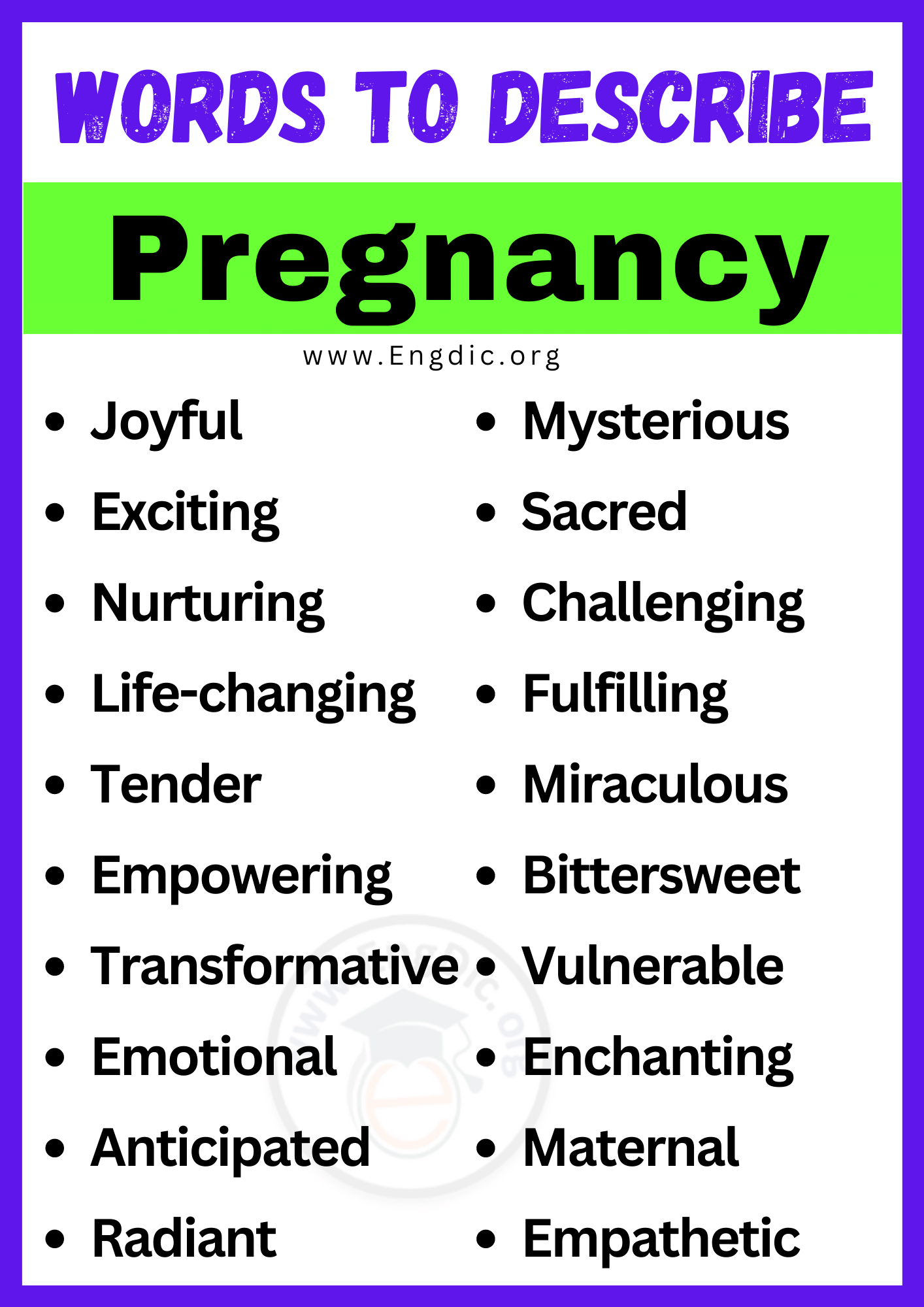 20+ Best Words to Describe Pregnancy, Adjectives for Pregnancy - EngDic