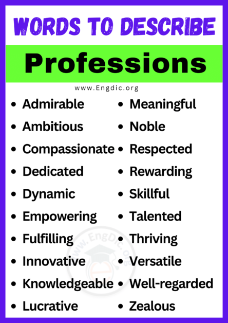 20+ Best Words to Describe Professions, Adjectives for Professions - EngDic