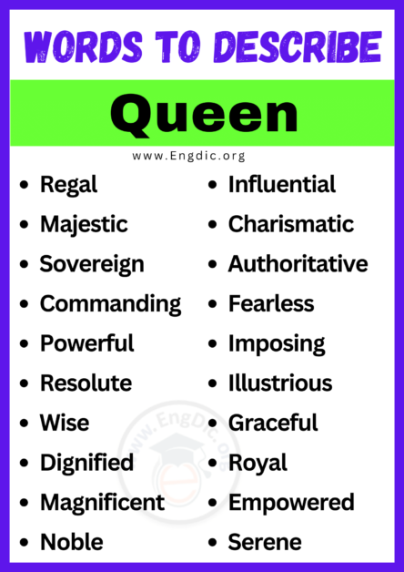 20+ Best Words to Describe Queen, Adjectives for Queen - EngDic