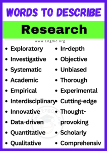 20+ Best Words to Describe Research, Adjectives for Research - EngDic