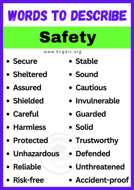 20+ Best Words to Describe Safety, Adjectives for Safety - EngDic