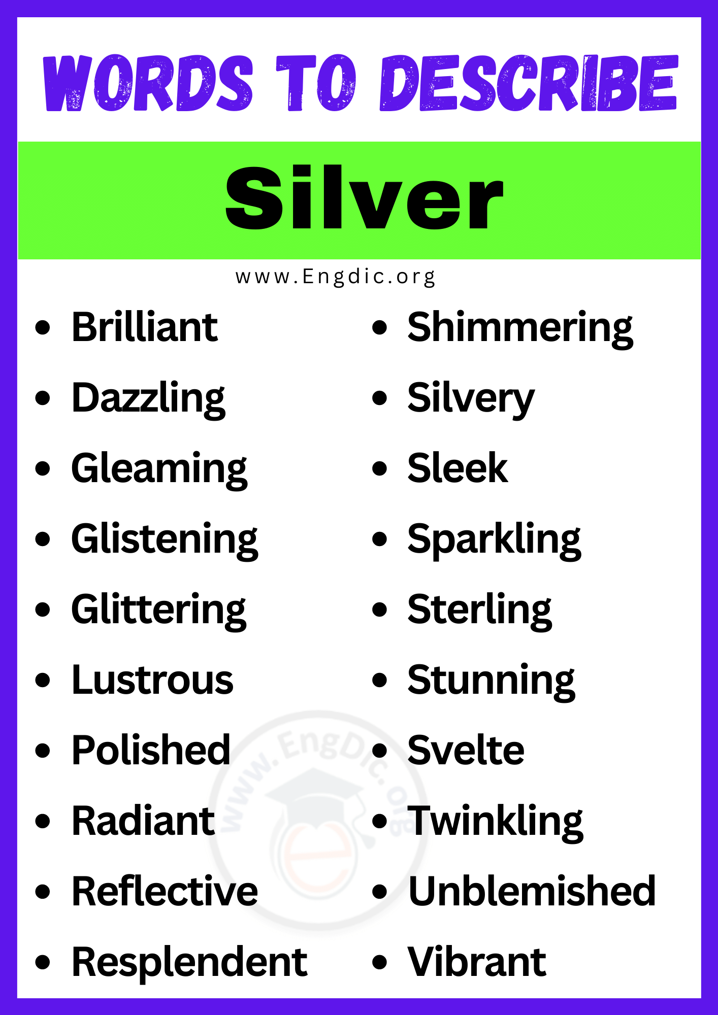 20 Best Words To Describe Silver Adjectives For Silver EngDic 20 Best Words To Describe Silver Adjectives For Silver EngDic