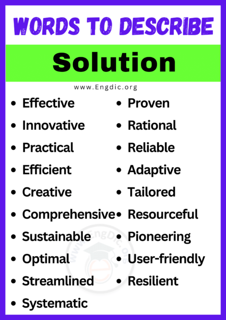 20+ Best Words to Describe Solution, Adjectives for Solution - EngDic