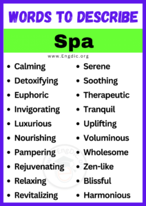 20+ Best Words to Describe Spa, Adjectives for Spa - EngDic