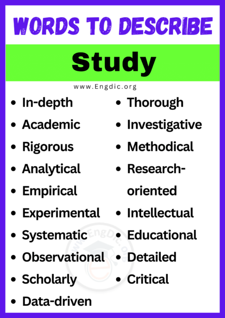 20+ Best Words to Describe Study, Adjectives for Study - EngDic
