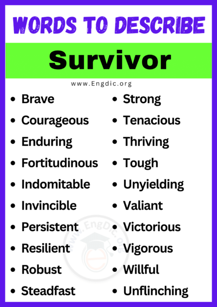 20+ Best Words to Describe Survivor, Adjectives for Survivor - EngDic