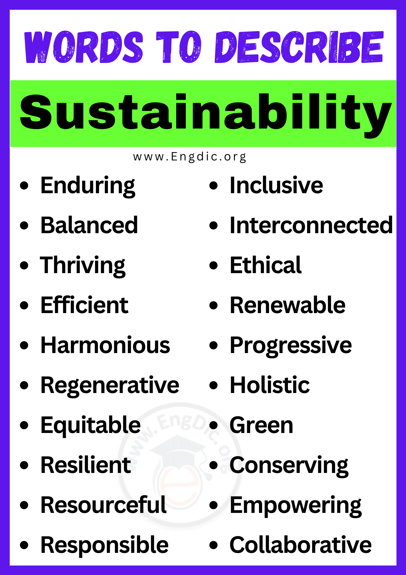 20+ Best Words to Describe Sustainability, Adjectives for ...
