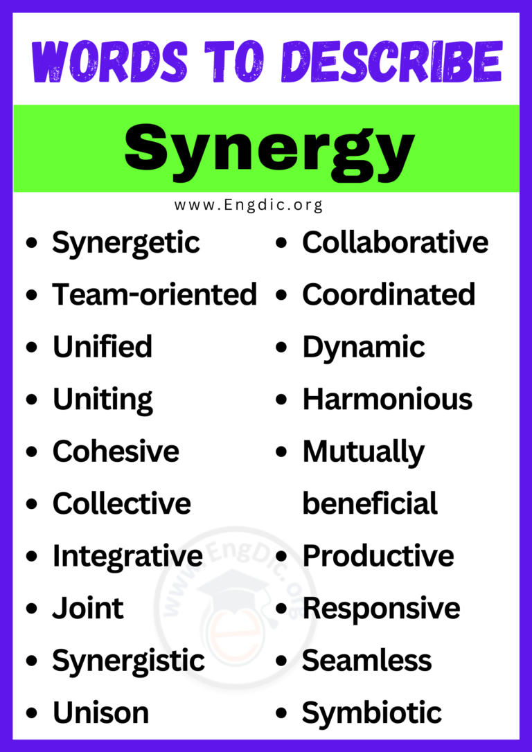 20+ Best Words to Describe Synergy, Adjectives for Synergy - EngDic