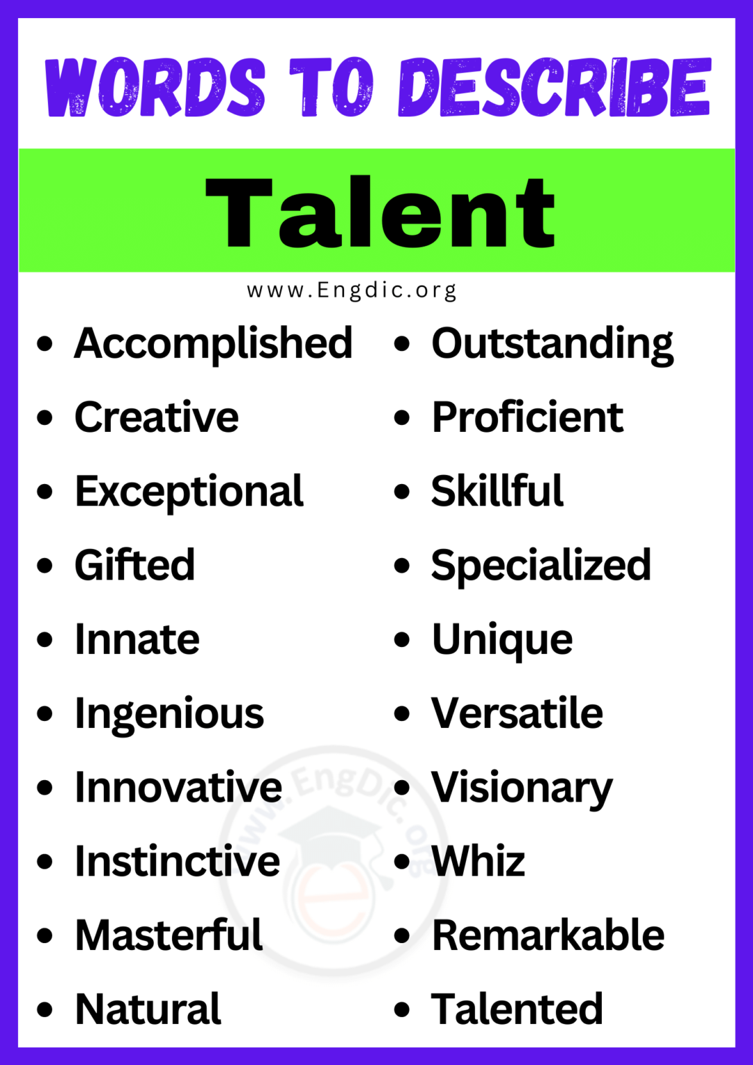 20+ Best Words to Describe Talent , Adjectives for Talent - EngDic