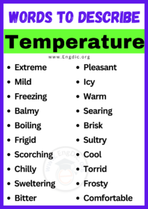 20+ Best Words to Describe Temperature, Adjectives for Temperature - EngDic