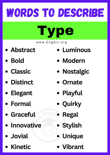 20+ Best Words to Describe Type, Adjectives for Type - EngDic