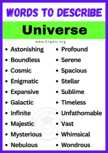 20+ Best Words to Describe Universe, Adjectives for Universe - EngDic