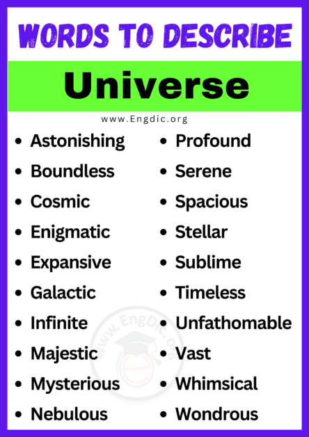 20+ Best Words to Describe Universe, Adjectives for Universe - EngDic