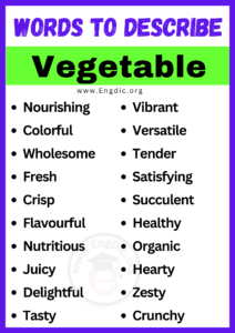20+ Best Words to Describe Vegetable, Adjectives for Vegetable - EngDic