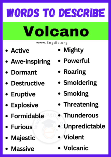 20+ Best Words to Describe Volcano, Adjectives for Volcano - EngDic