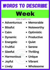 20+ Best Words to Describe Week, Adjectives for Week - EngDic