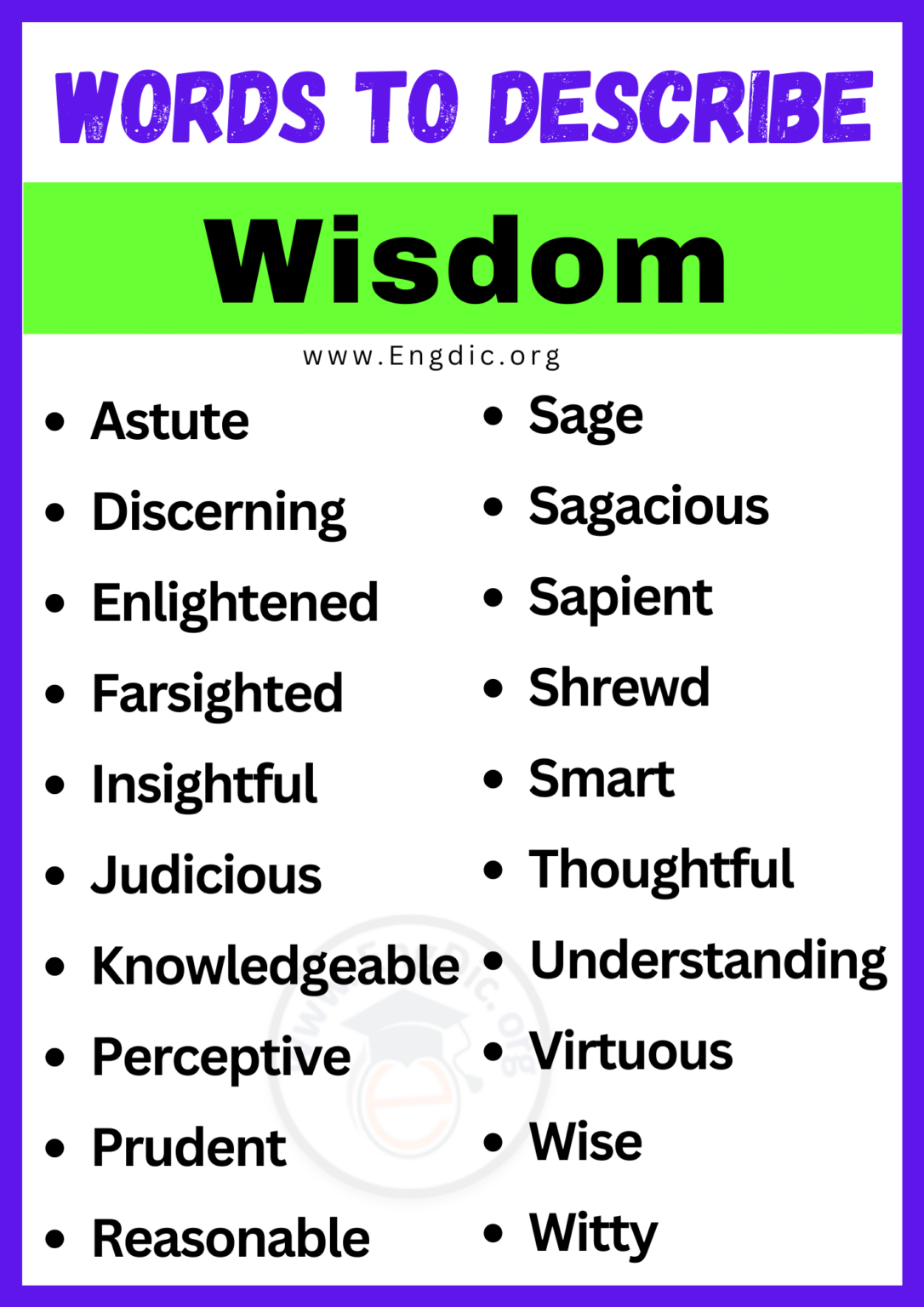 20+ Best Words to Describe Wisdom, Adjectives for Wisdom - EngDic