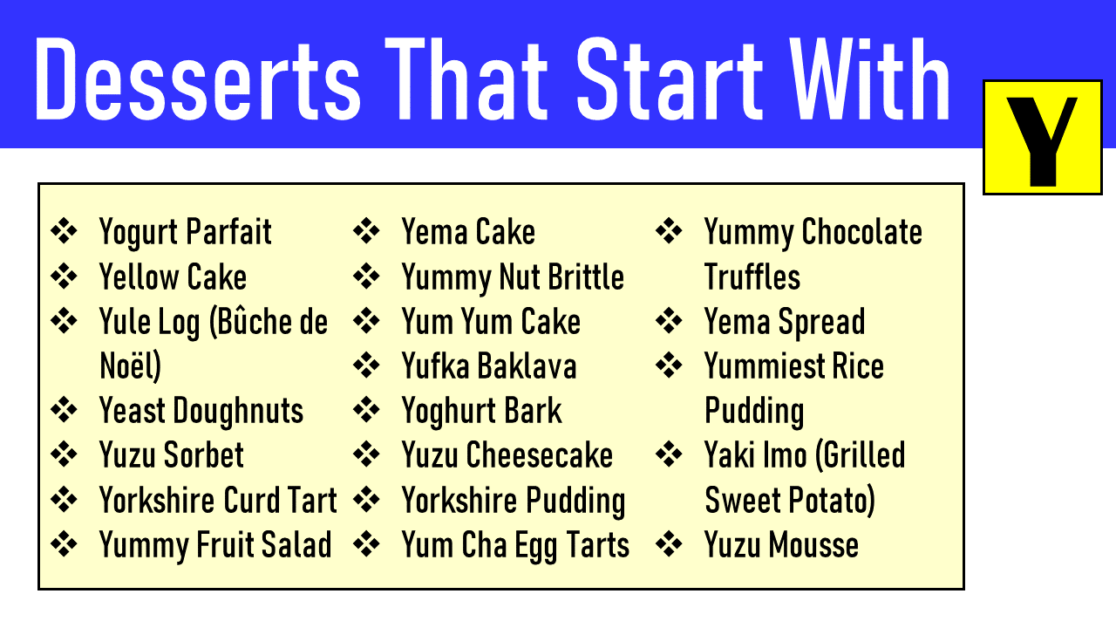 20+ Desserts That Start With Y - EngDic