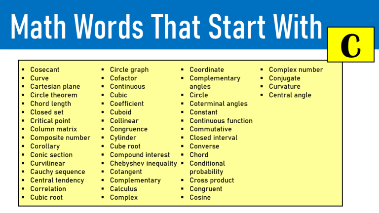 100 Math Words That Start With C - EngDic