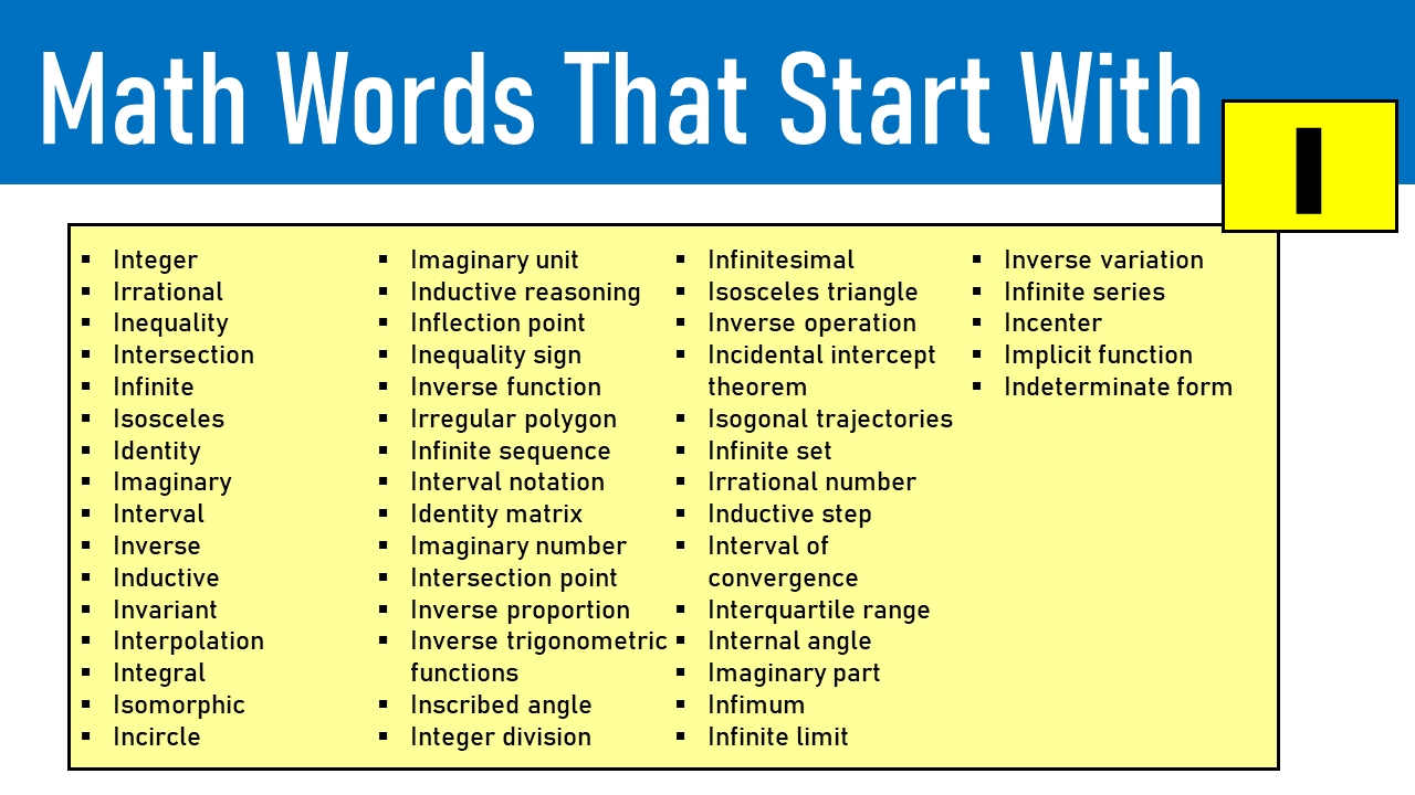 100 Math Words That Start With I EngDic 100 Math Words That Start With I EngDic