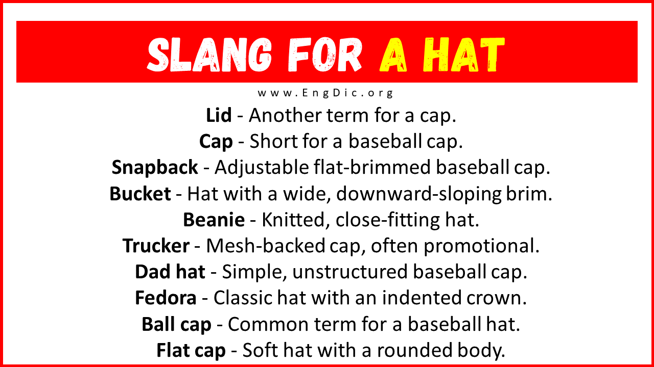 20+ Slang for A Hat (Their Uses & Meanings) - EngDic