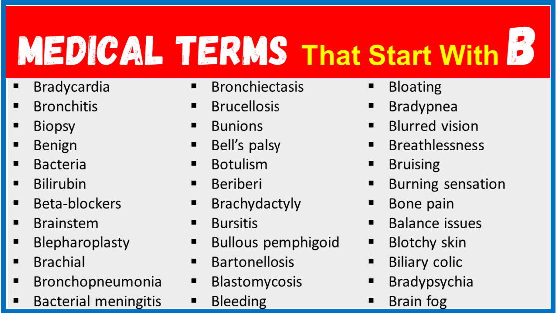 Medical Terms That Start With B -(Medical Words Mastery) - EngDic