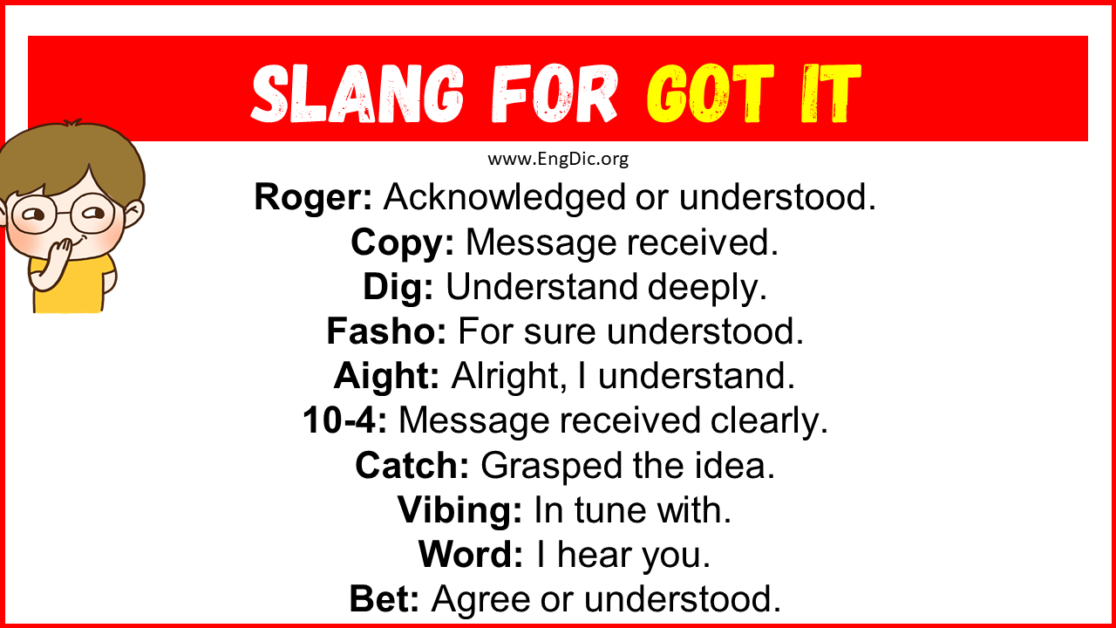 20 Slang For Got It Their Uses Meanings EngDic