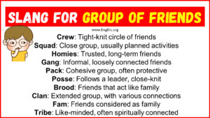 20+ Slang for Group of Friends (Their Uses & Meanings) - EngDic