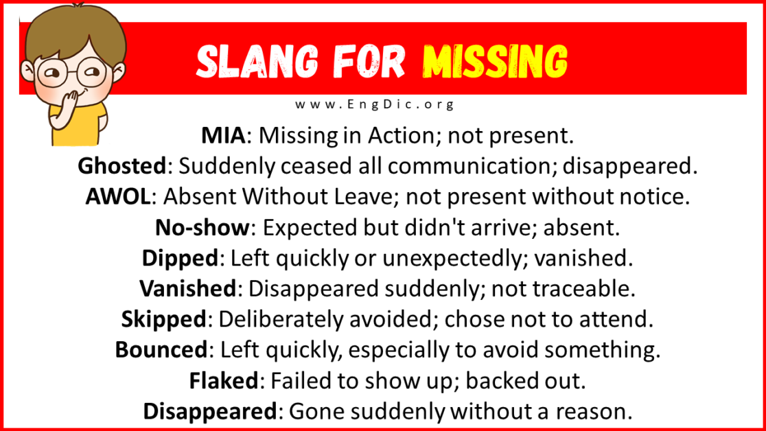 20+ Slang for Missing (Their Uses & Meanings) - EngDic