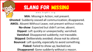 20+ Slang for Missing (Their Uses & Meanings) - EngDic