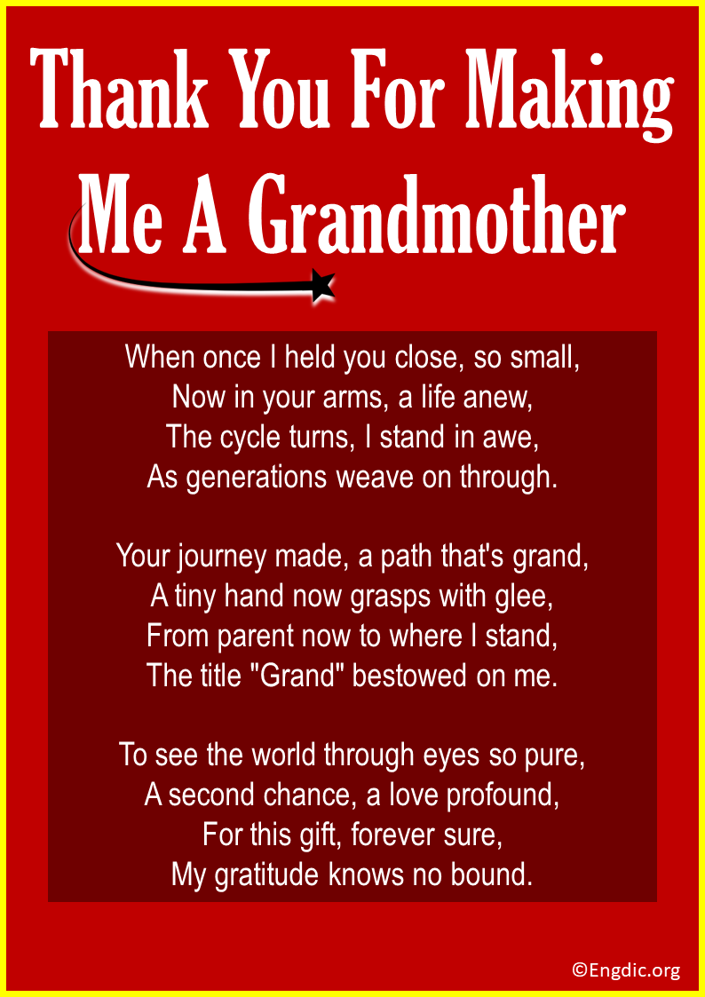 Thank You Grandparents Poem Thank You Poem For Grandparents Etsy