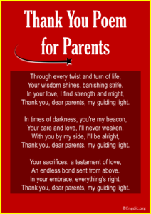 Top 10 Thank You Poems for Parents - EngDic