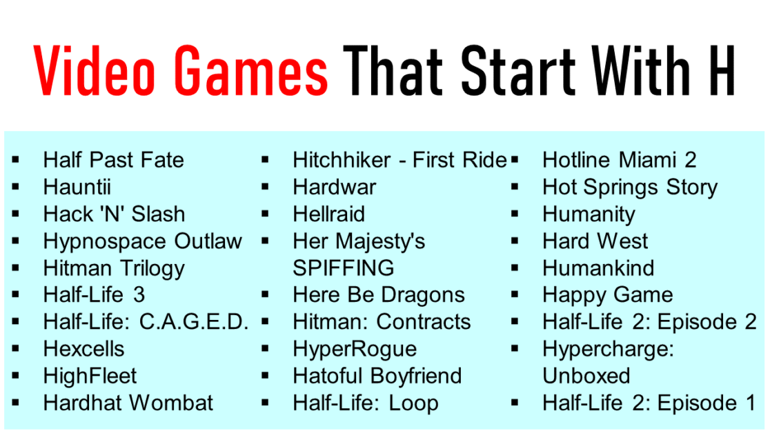 50+ Video Games That Start With H (Mobile and PC Games) - EngDic