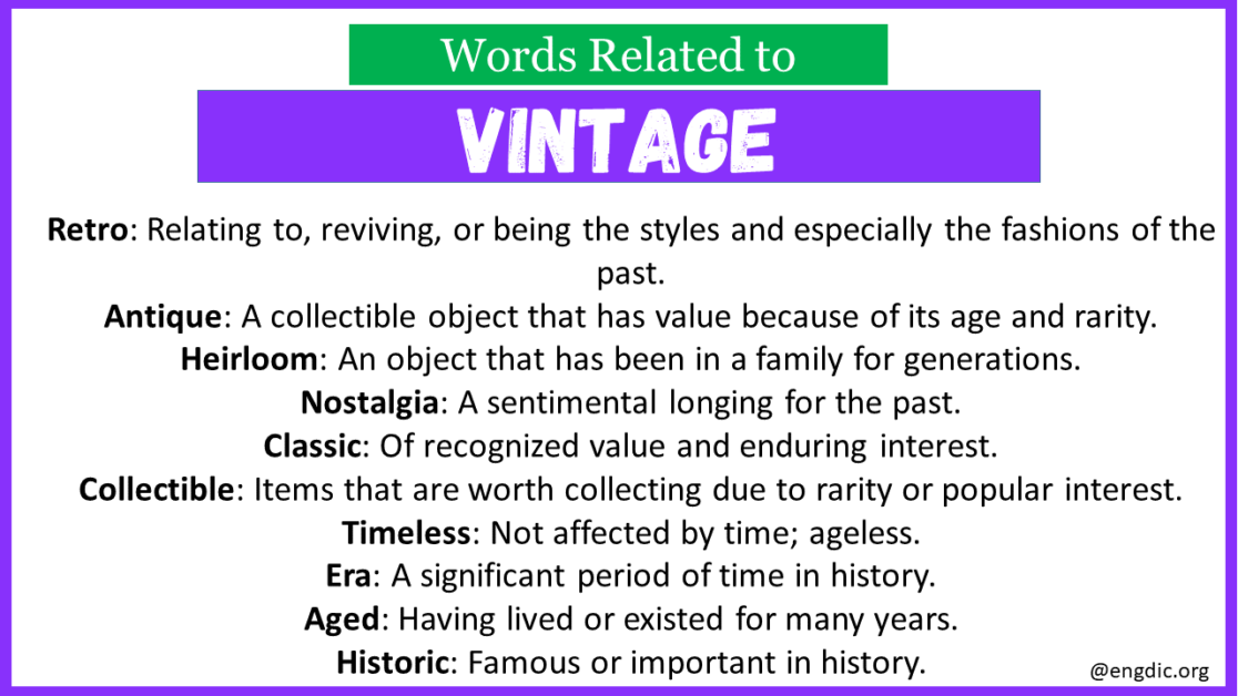 Top 30 Words Related to Vintage - EngDic