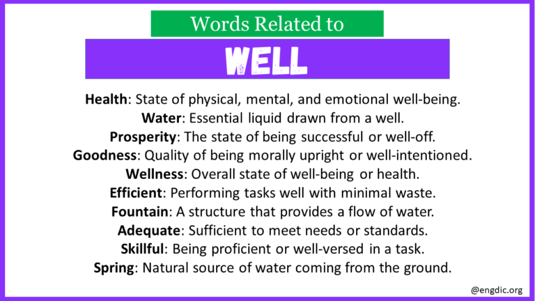 Top 30 Words Related to Well - EngDic