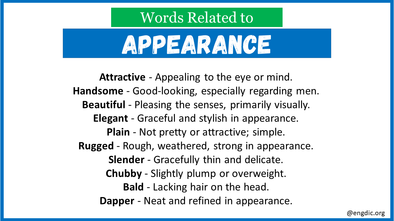 Top 30 Words Related To Appearance EngDic
