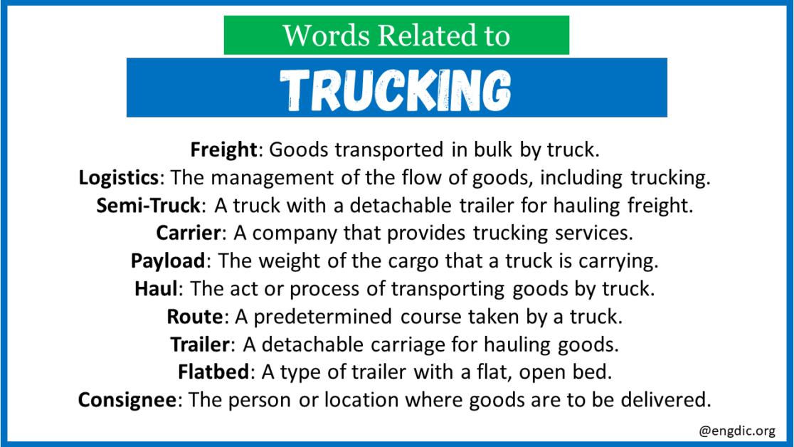 Top 30 Words Related to Trucking - EngDic