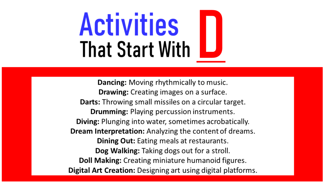 100+ Best Activities That Start With D - EngDic