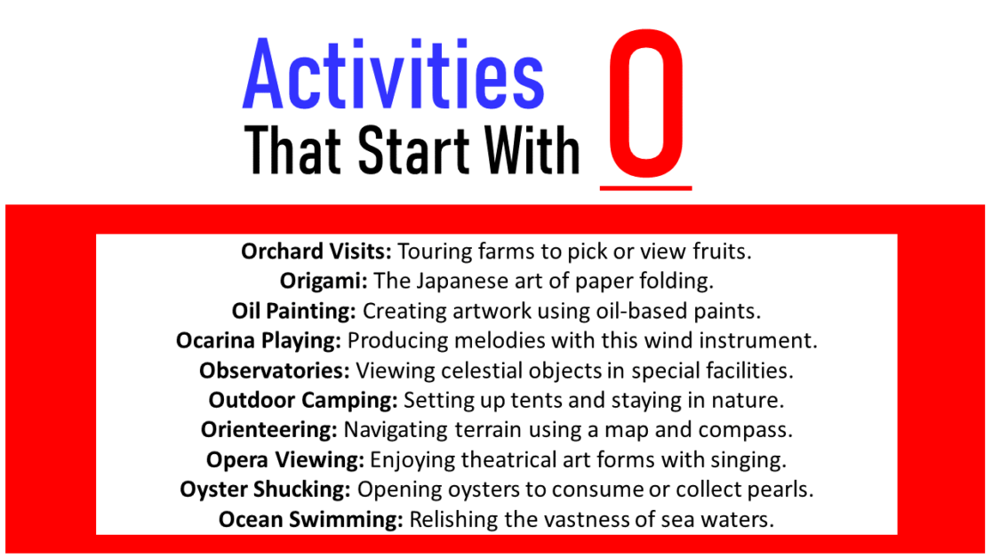 100+ Best Activities That Start With O - EngDic