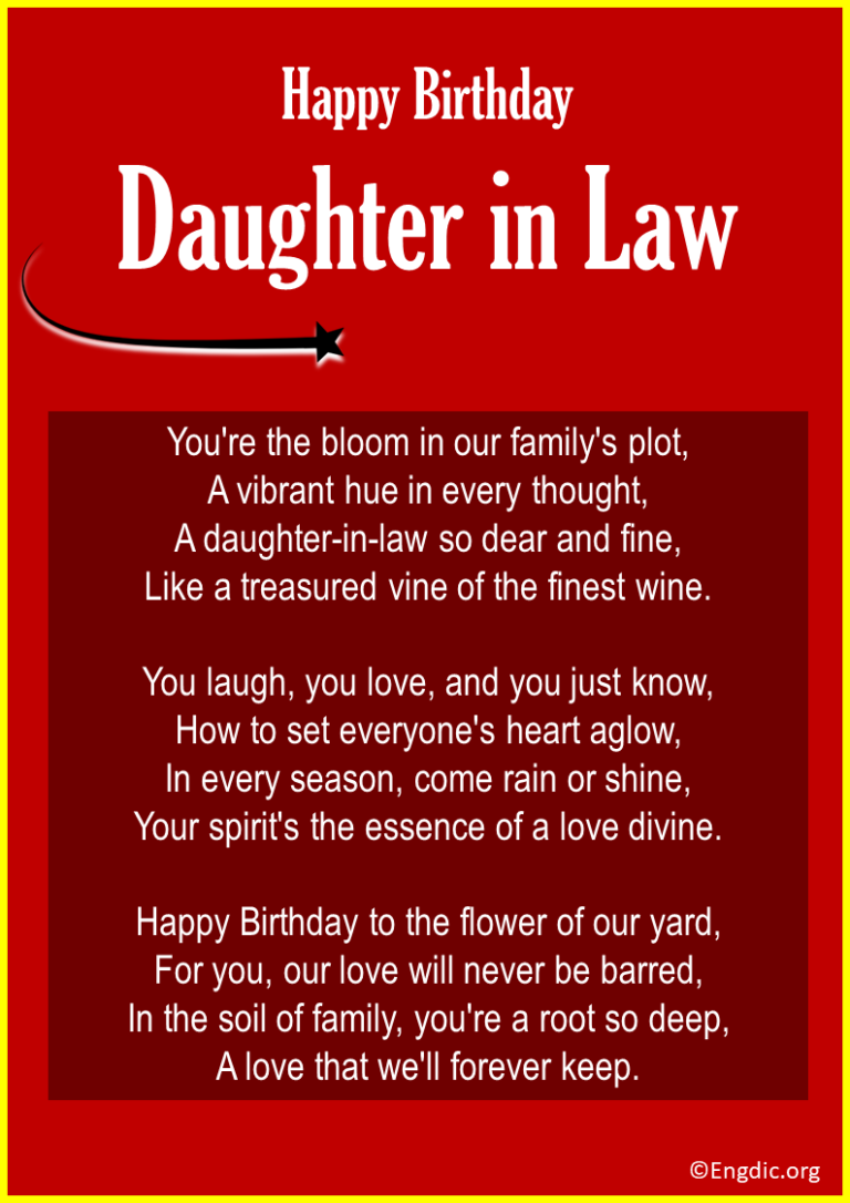 10 Best Birthday Poems for Daughter in Law - EngDic