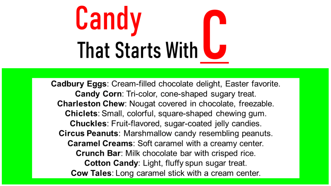 20+ Candy That Starts With C - EngDic