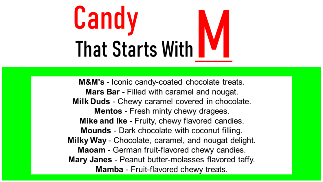 20+ Candy That Starts With M - EngDic