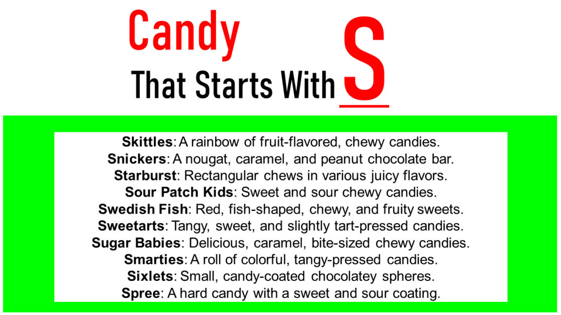 20+ Candy That Starts With S - EngDic